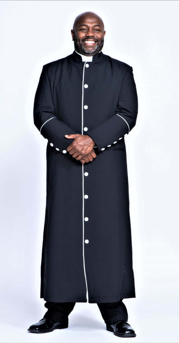 Men's Adam Clergy Robe in Black & White | Divinity Clergy Wear