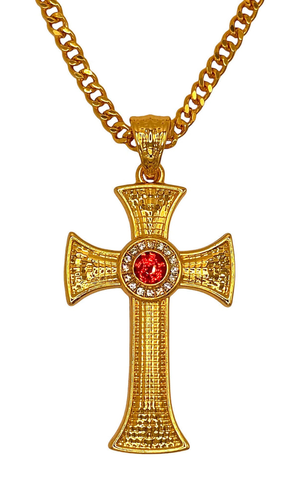 Pectoral Cross & Chain Set in Gold with Red Stones (006) | Divinity ...